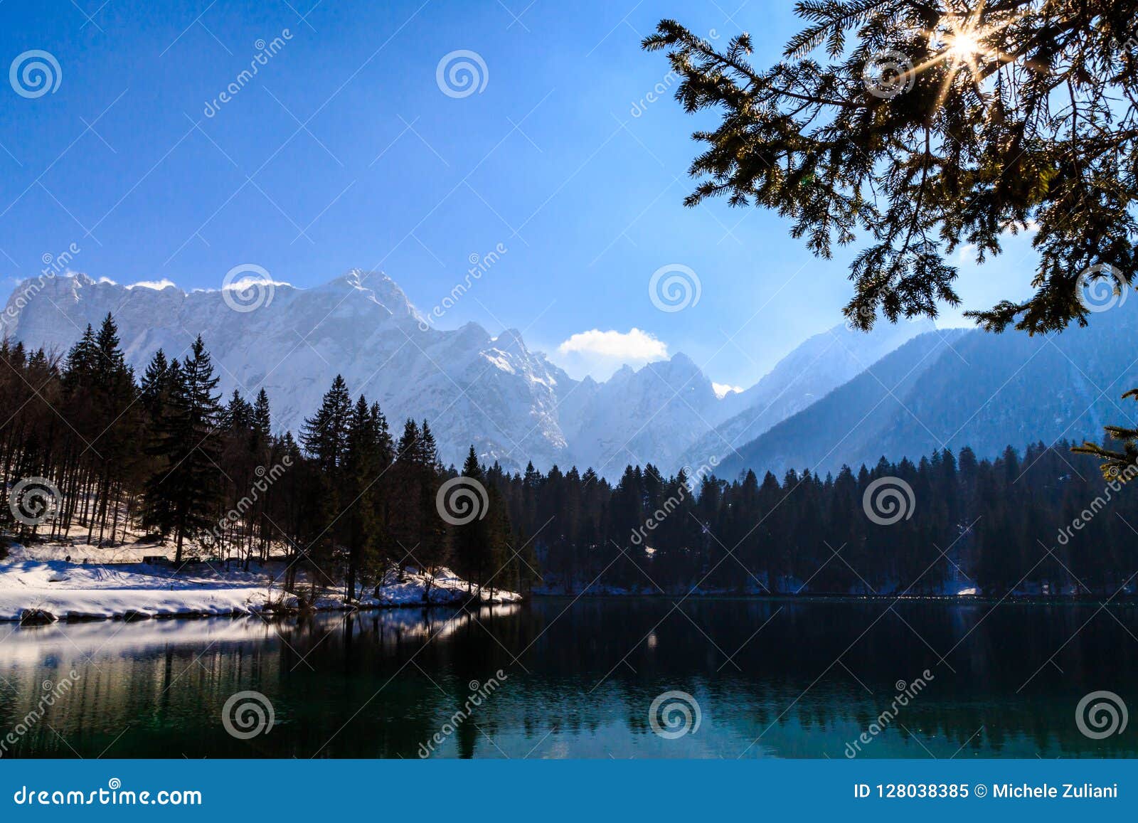 Morning Afternoon at the Alpine Lake Stock Image - Image of mangart ...
