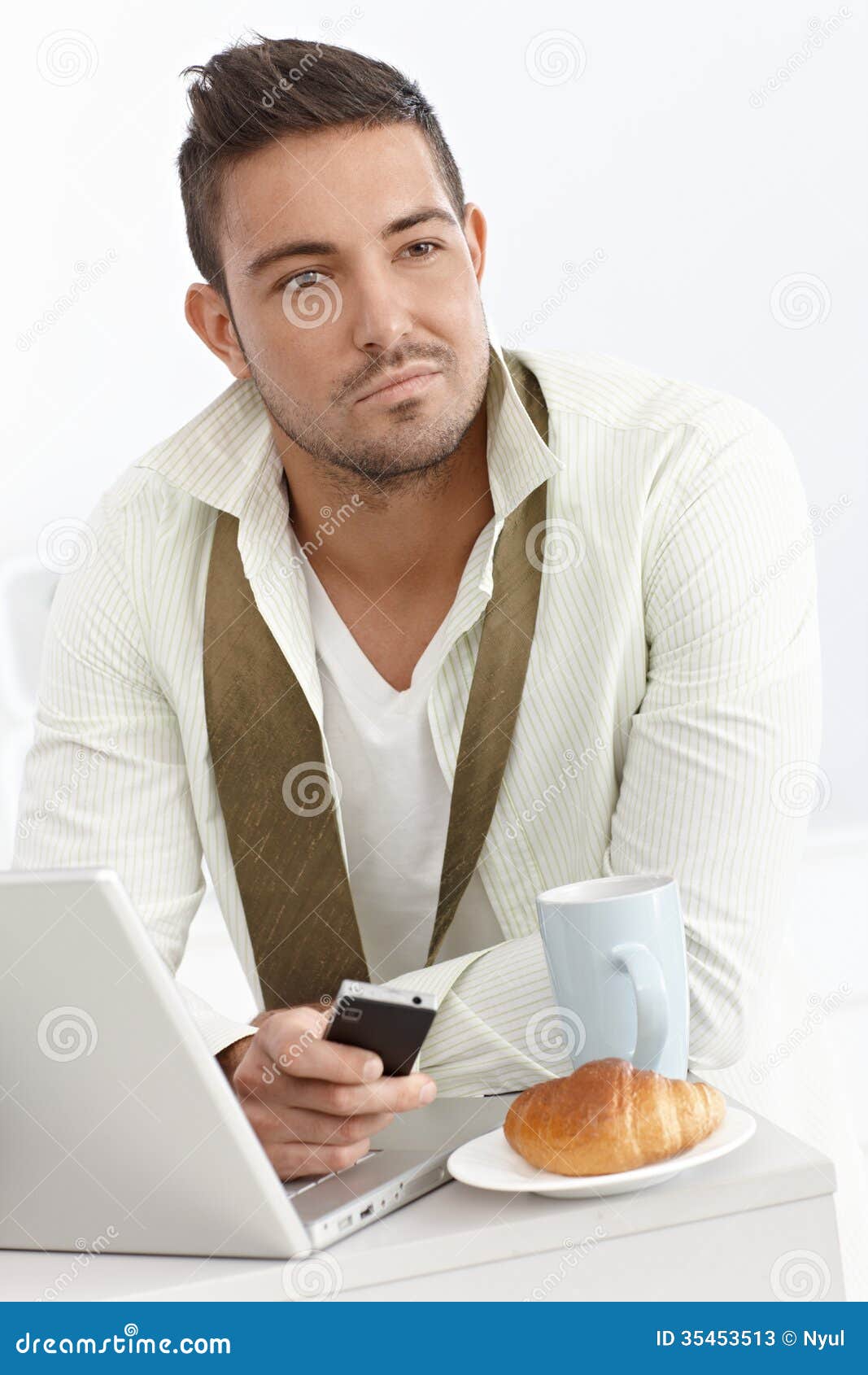 Morning in bad mood stock image. Image of face, cellphone - 35453513