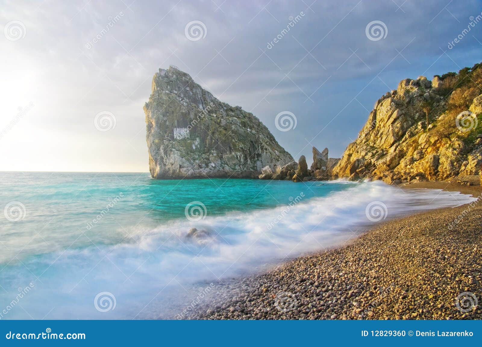 Morning bay stock photo. Image of sunlight, stone, rock - 12829360