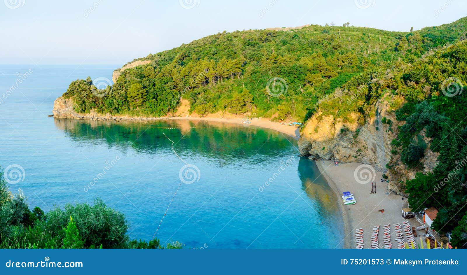 Morning at Beautiful Mogren Beach. Budva, Montenegro Stock Image ...