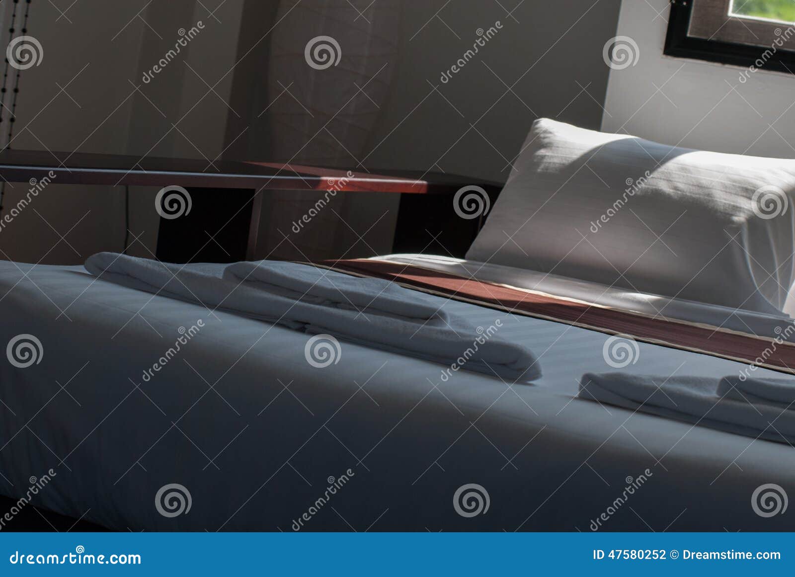 Morning bed room stock photo. Image of towel, morning - 47580252