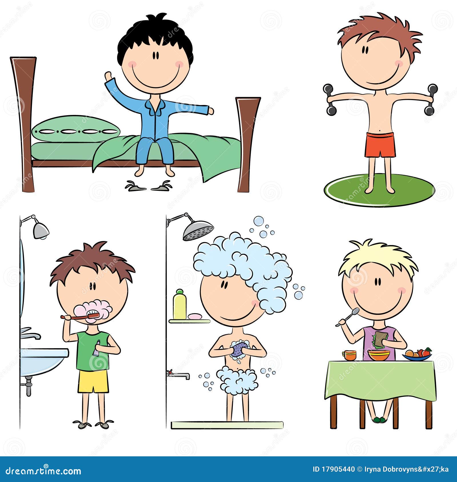 Daily Morning Boys Life stock vector. Illustration of hair - 17905440