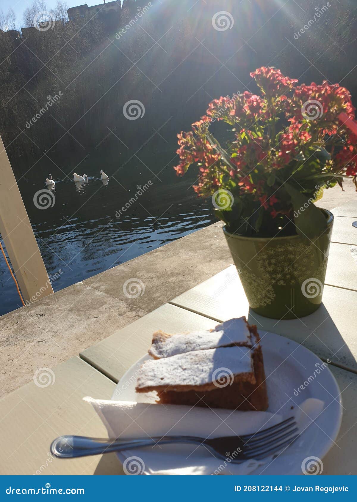 Morning Breakfast with Beautiful Nature Stock Photo - Image of blue ...