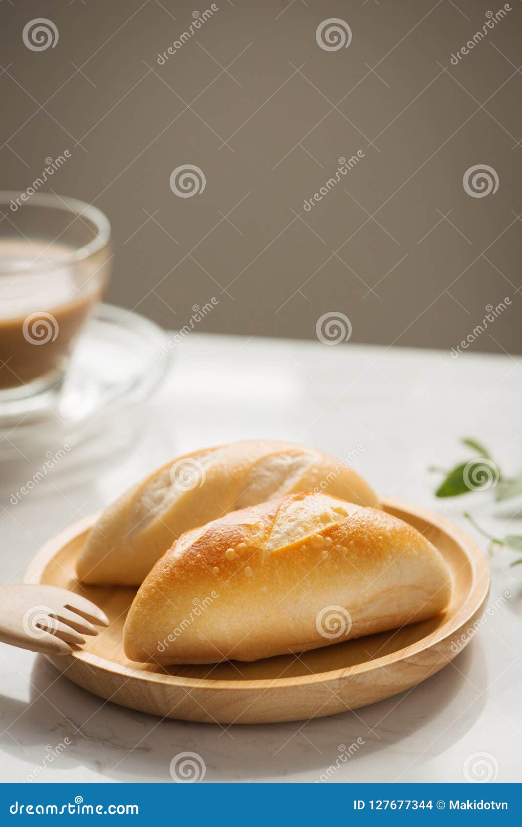 Morning Breakfast with Bread and Coffee. Stock Photo - Image of tasty ...