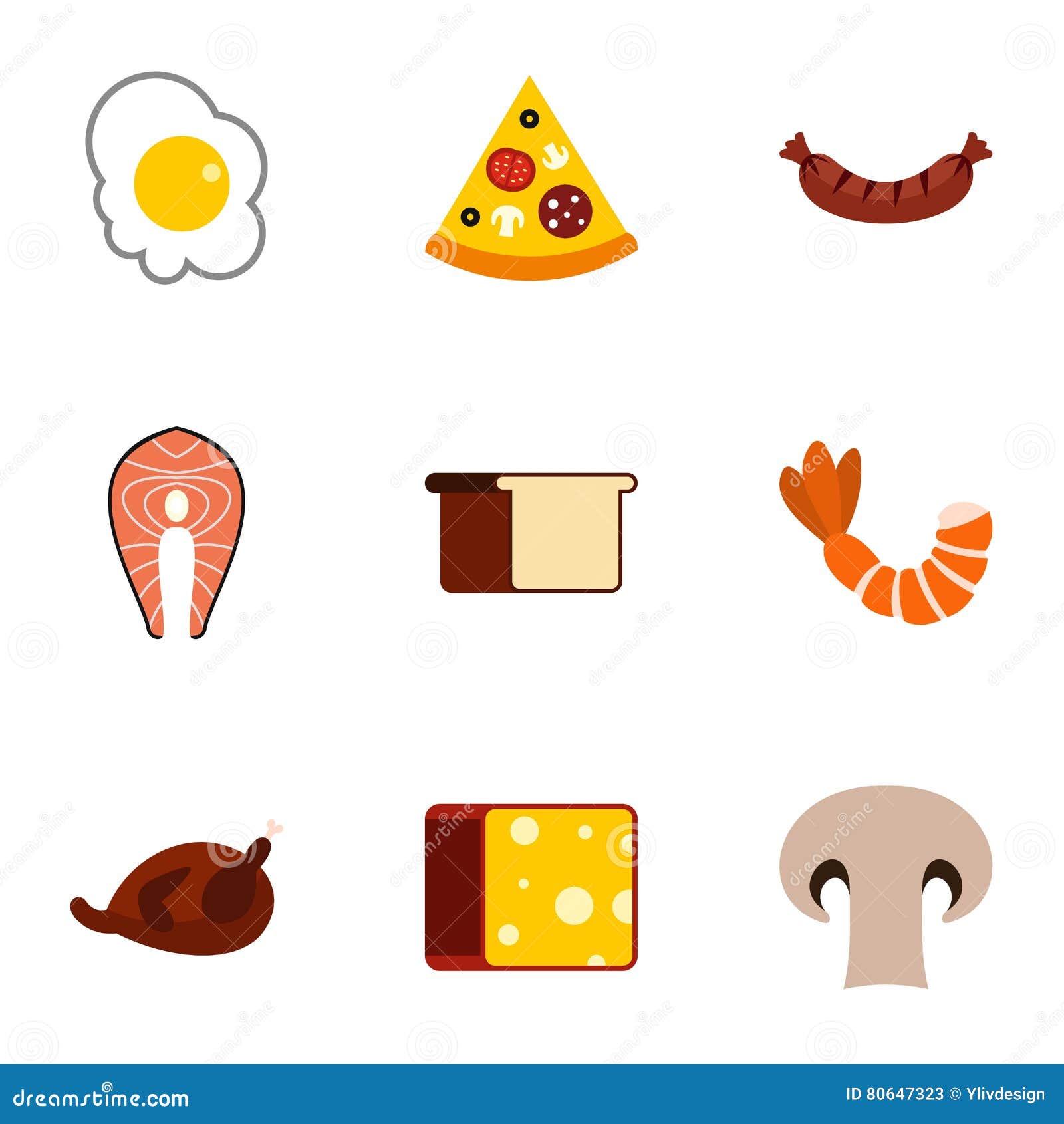 Morning Breakfast Icons Set, Flat Style Stock Vector - Illustration of ...