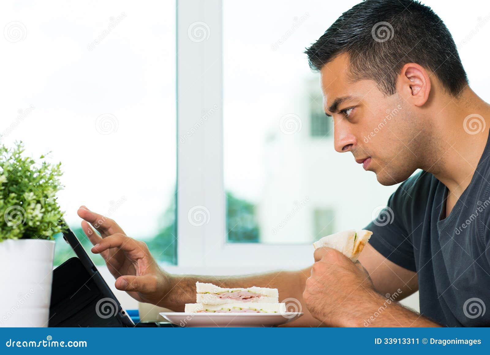 Morning breakfast stock image. Image of closeup, computer - 33913311