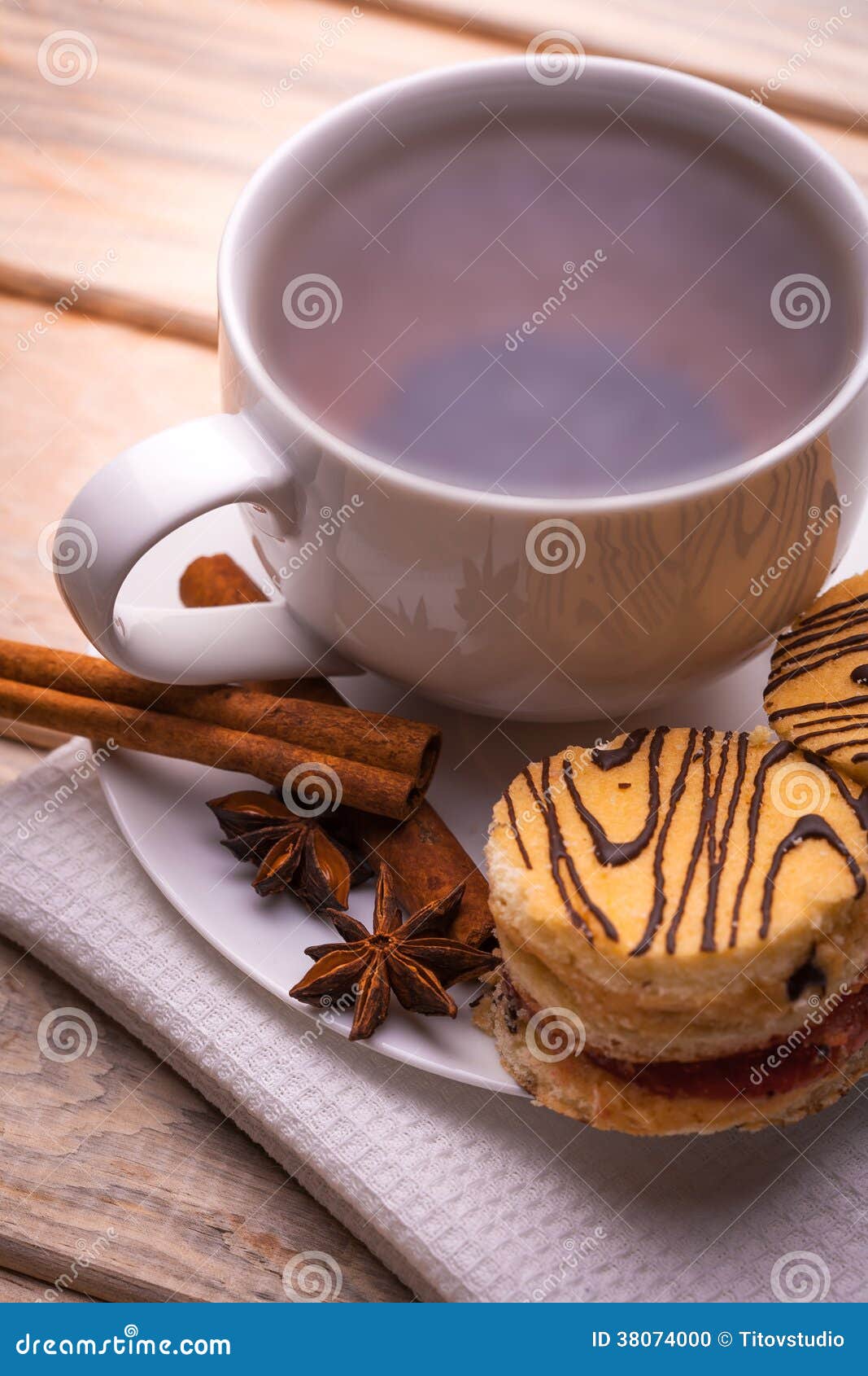 Morning Breakfast. Tea and Fresh Pastries Stock Photo - Image of wood ...