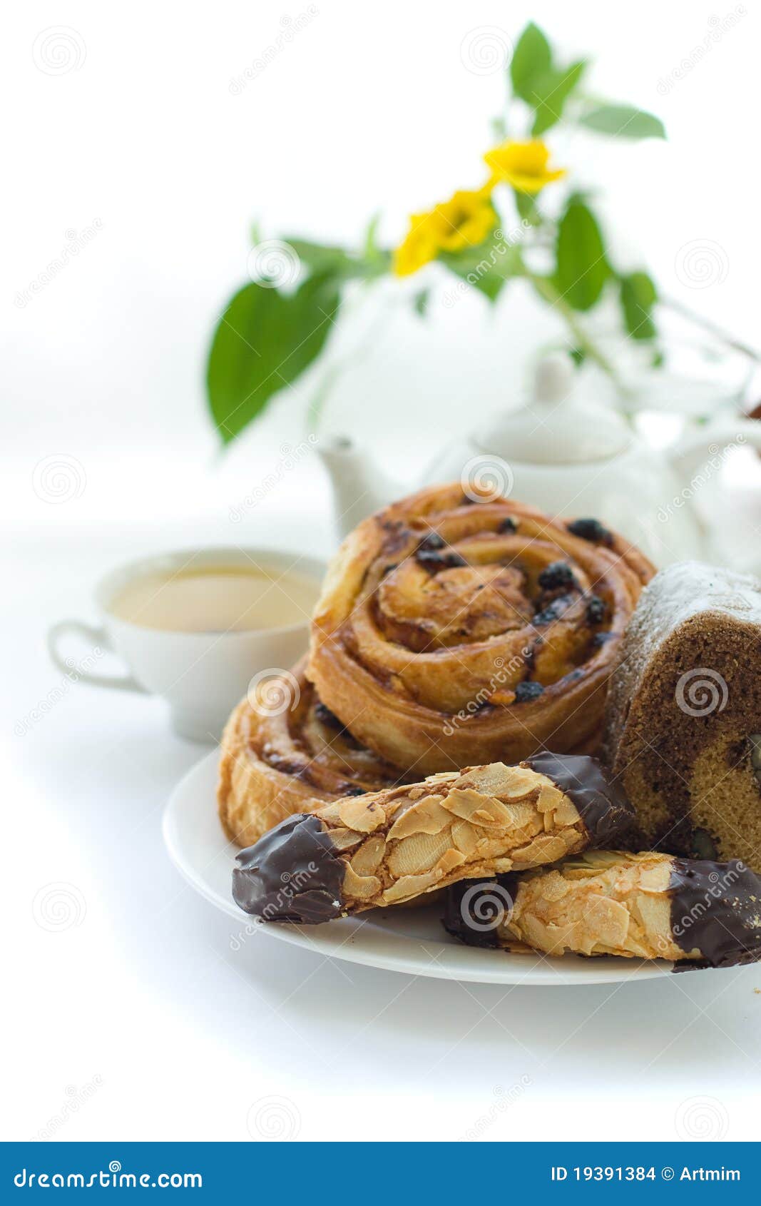 Morning Breakfast: Tea and Pastry Stock Photo - Image of drink ...
