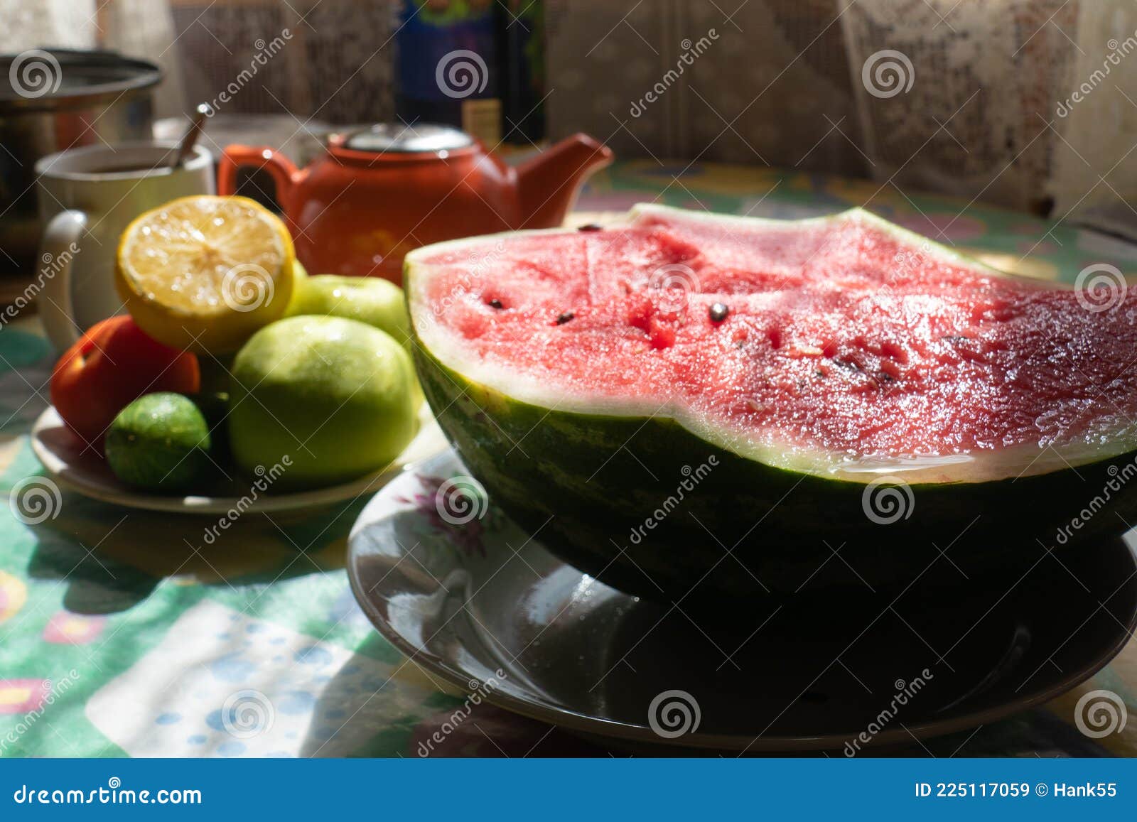 Morning Breakfast with Watermelon on the Table Stock Image - Image of ...