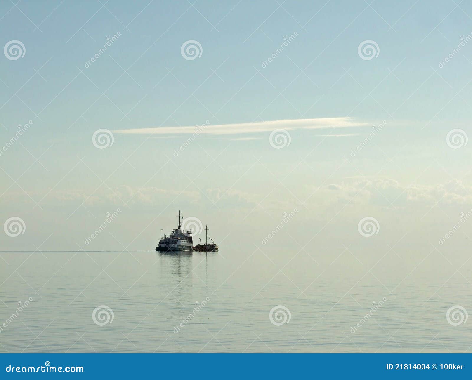 Morning Calm Sea with the Ship Stock Photo - Image of canada, deck ...