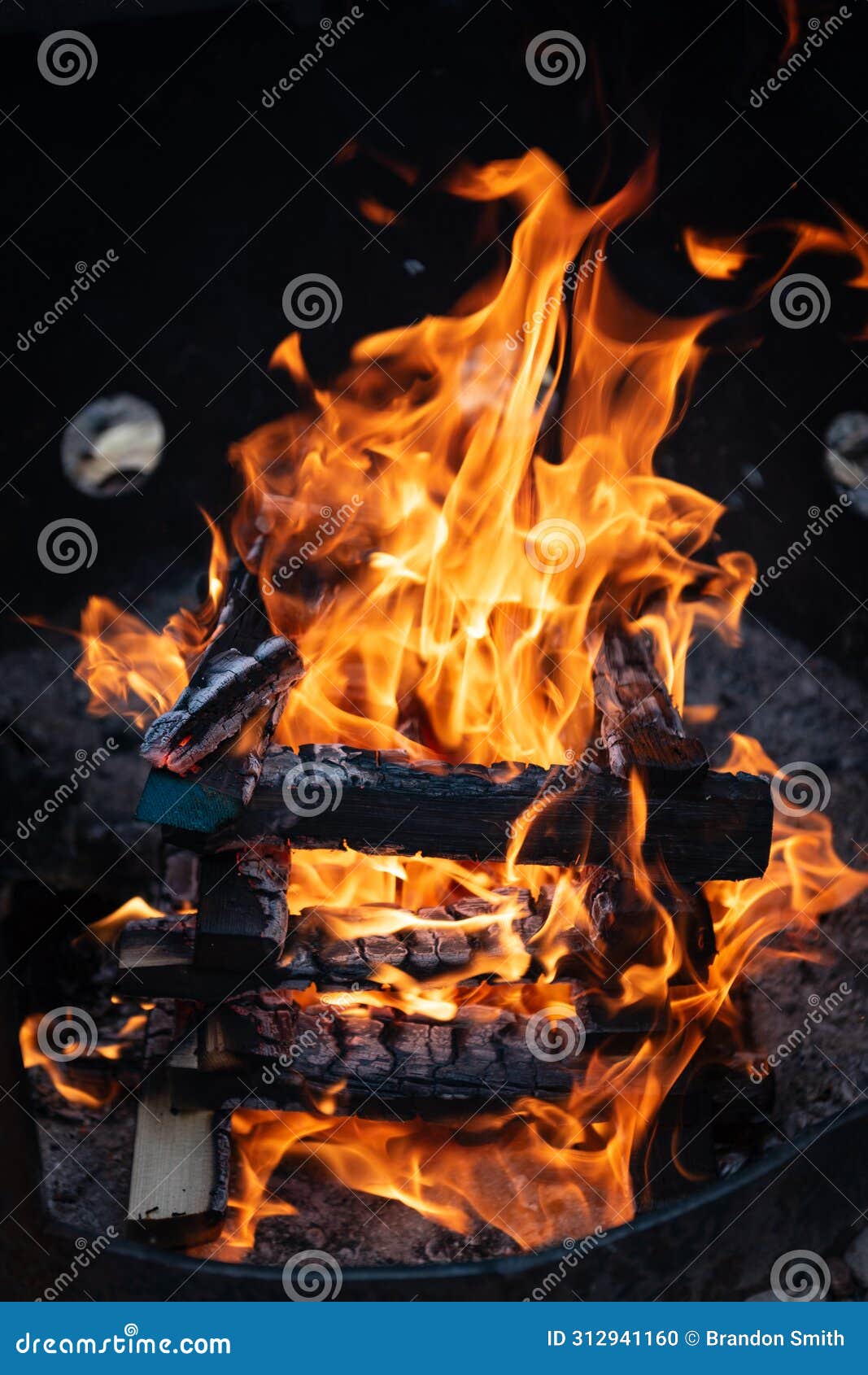 Morning Campfire stock photo. Image of campground, firewood - 312941160