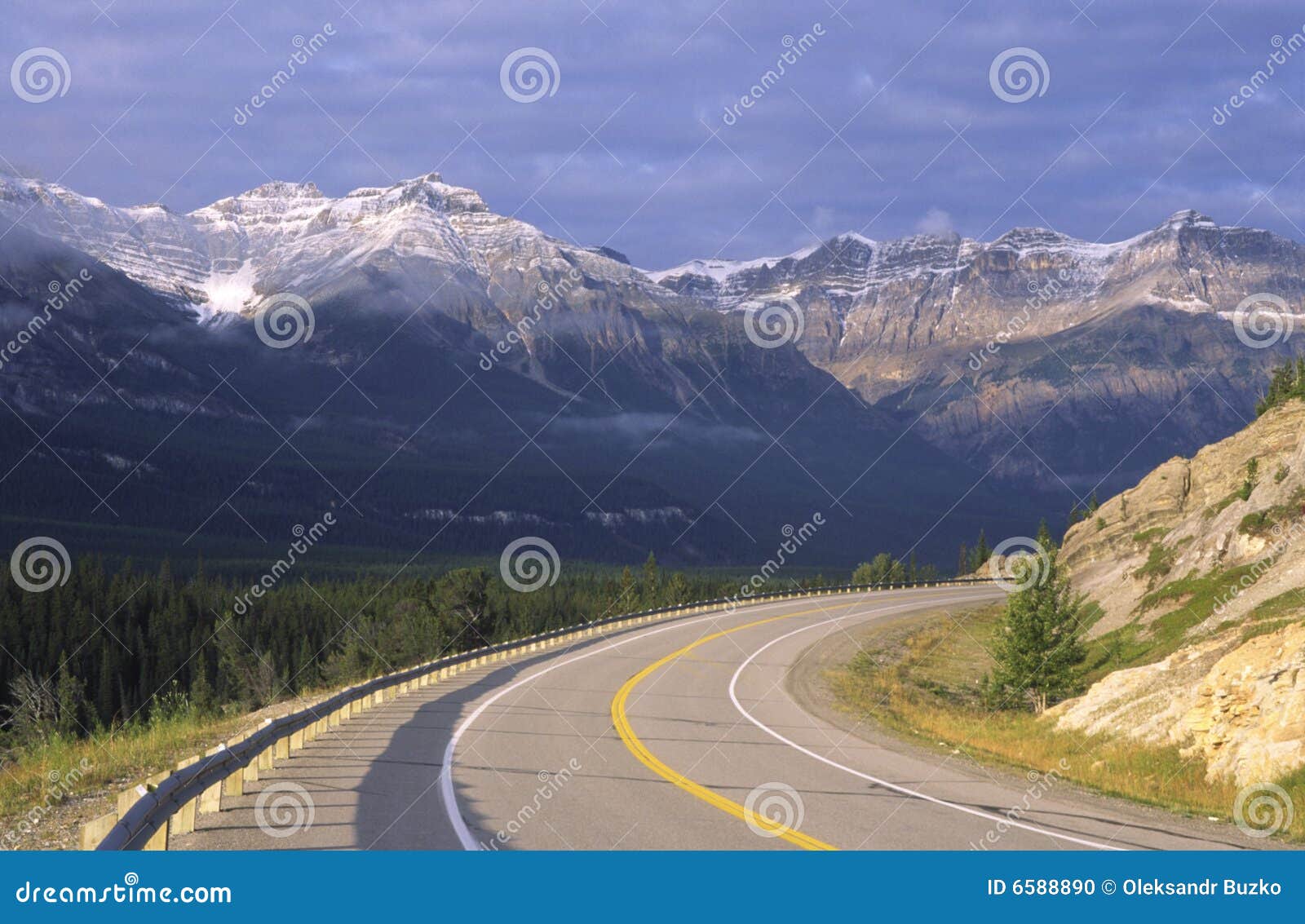 Morning in Canadian Rockies Stock Photo - Image of canada, road: 6588890