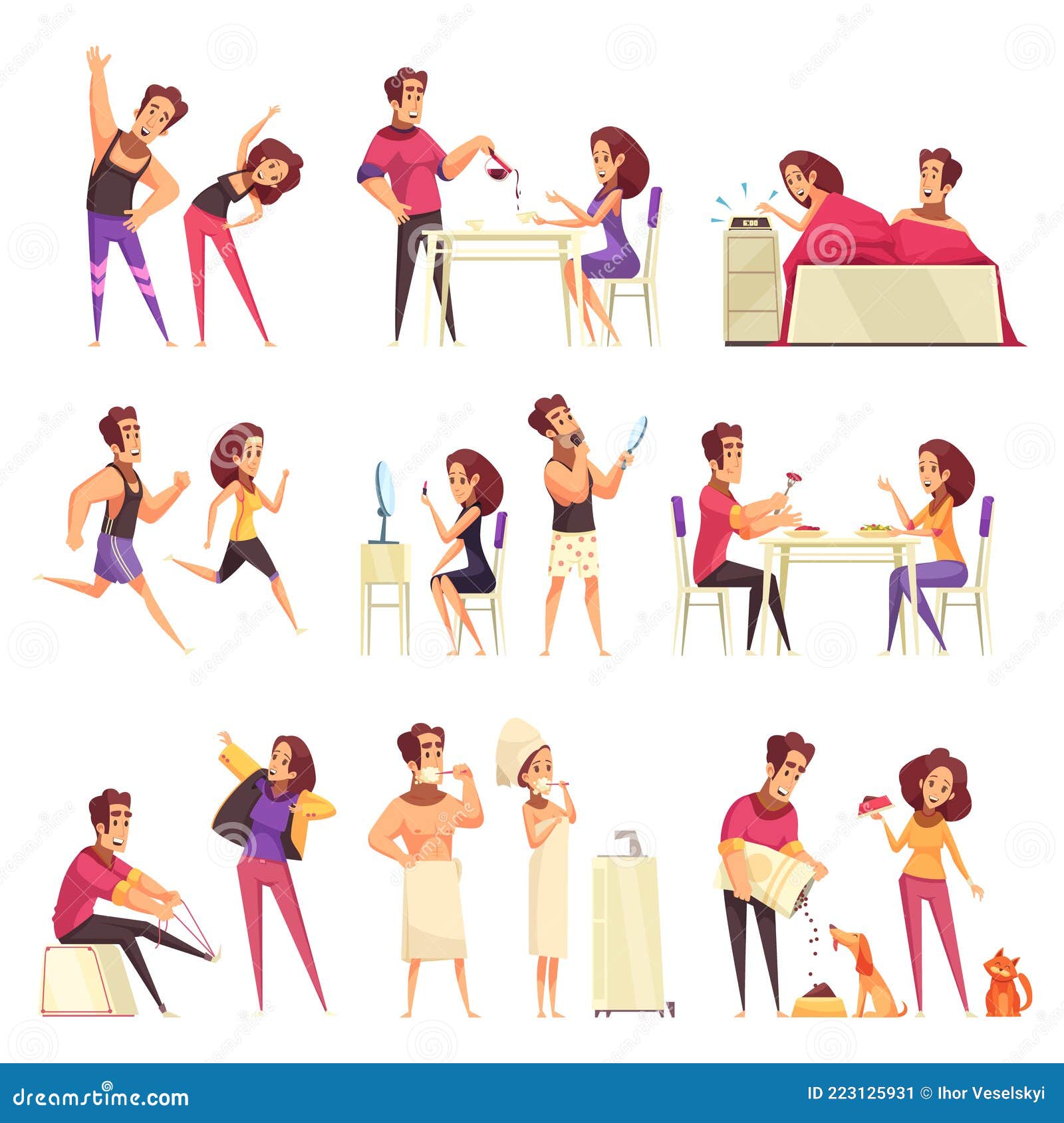 Morning Cartoon Set Stock Vector Illustration Of Breakfast 223125931