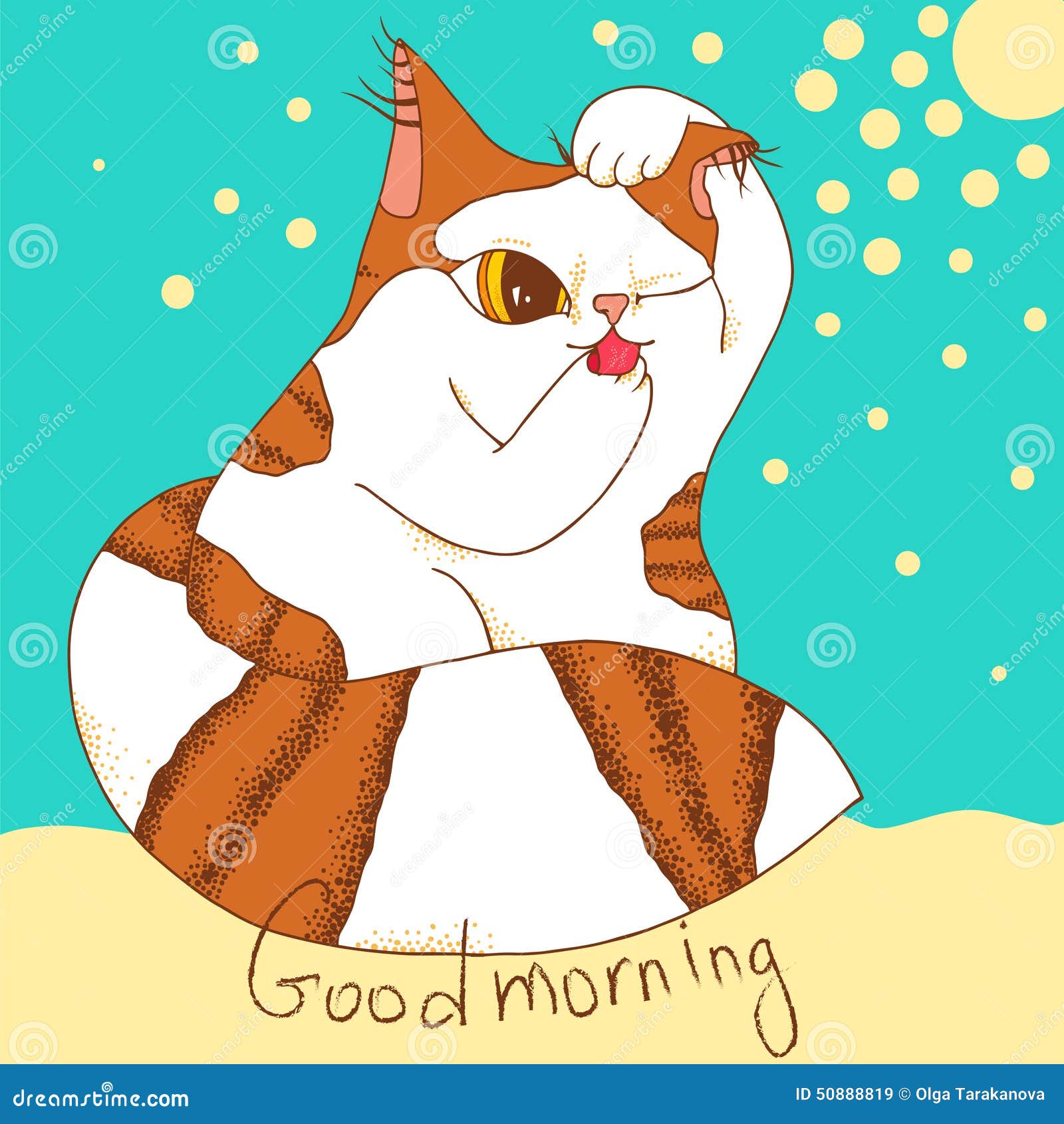 Morning cat stock vector. Illustration of little, mammal - 50888819