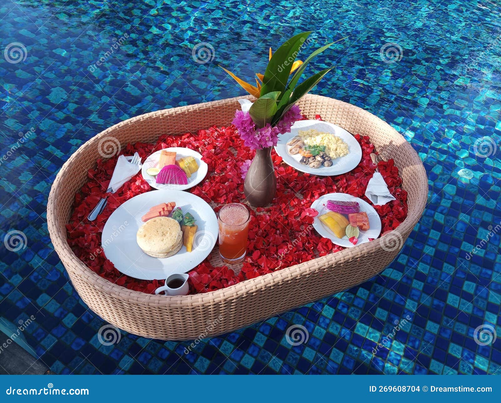 Morning Celebration Breakfast Float Water Stock Photo - Image of water ...