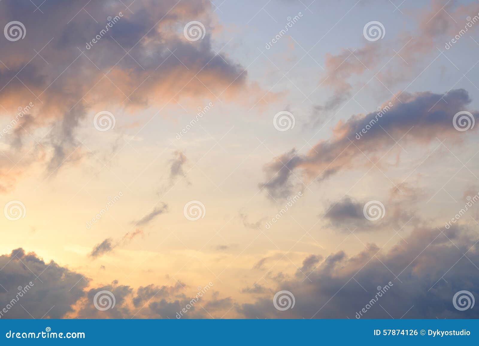 Morning Cloudy Sky with Soft Sunlight Stock Photo - Image of evening ...