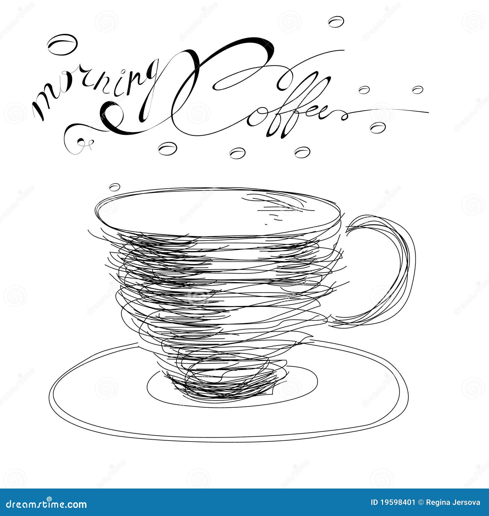 Morning Coffee, Wake Up Black Coffee Cup And Donut As Eyes With Smiling ...