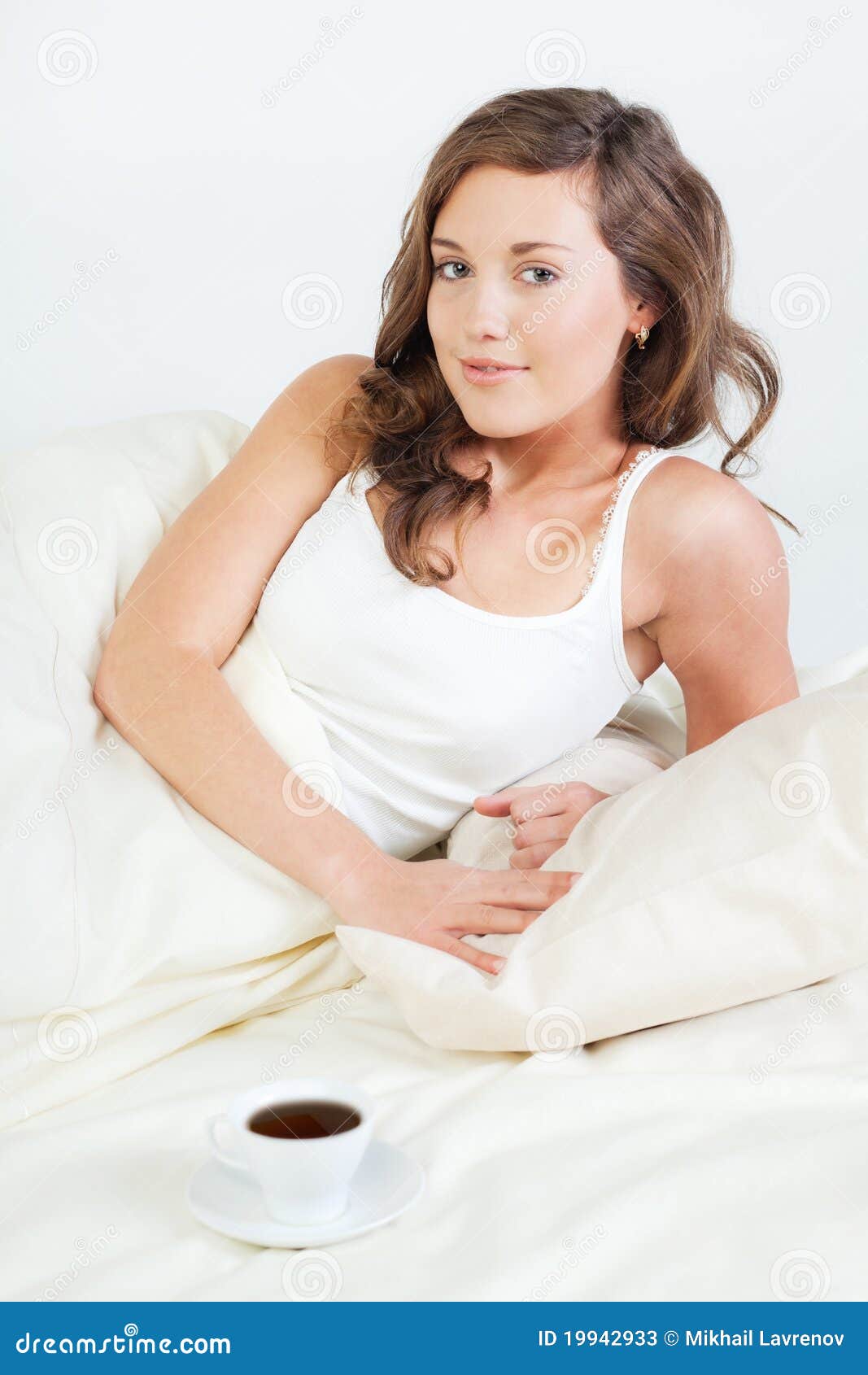 Morning coffee stock image. Image of resting, woman, lying - 19942933