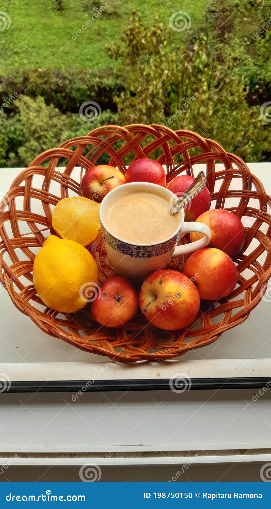 Morning coffee in a basket stock photo. Image of morning - 198750150