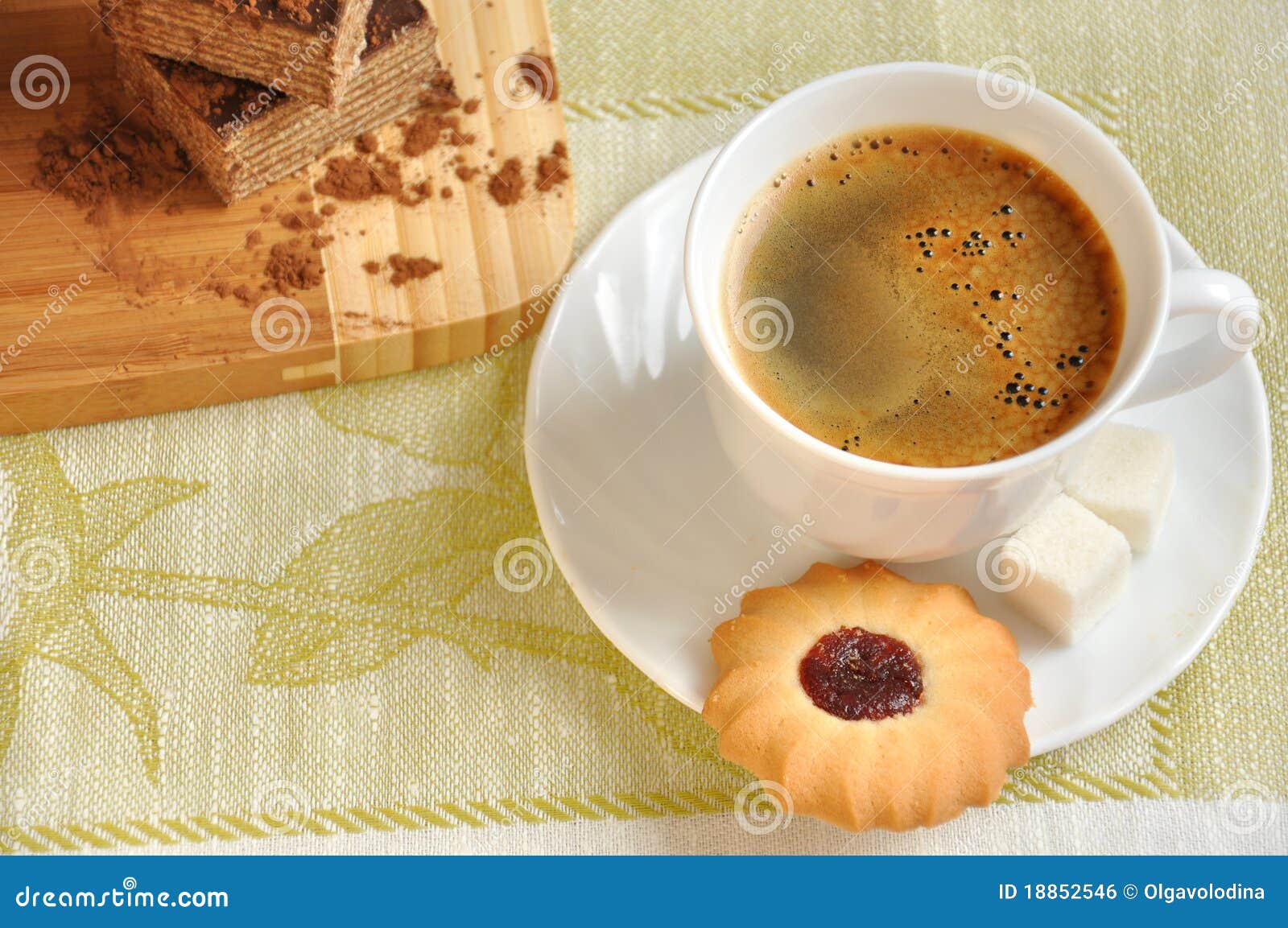 Morning Coffee with Biscuits and Cake Stock Photo - Image of calorie ...