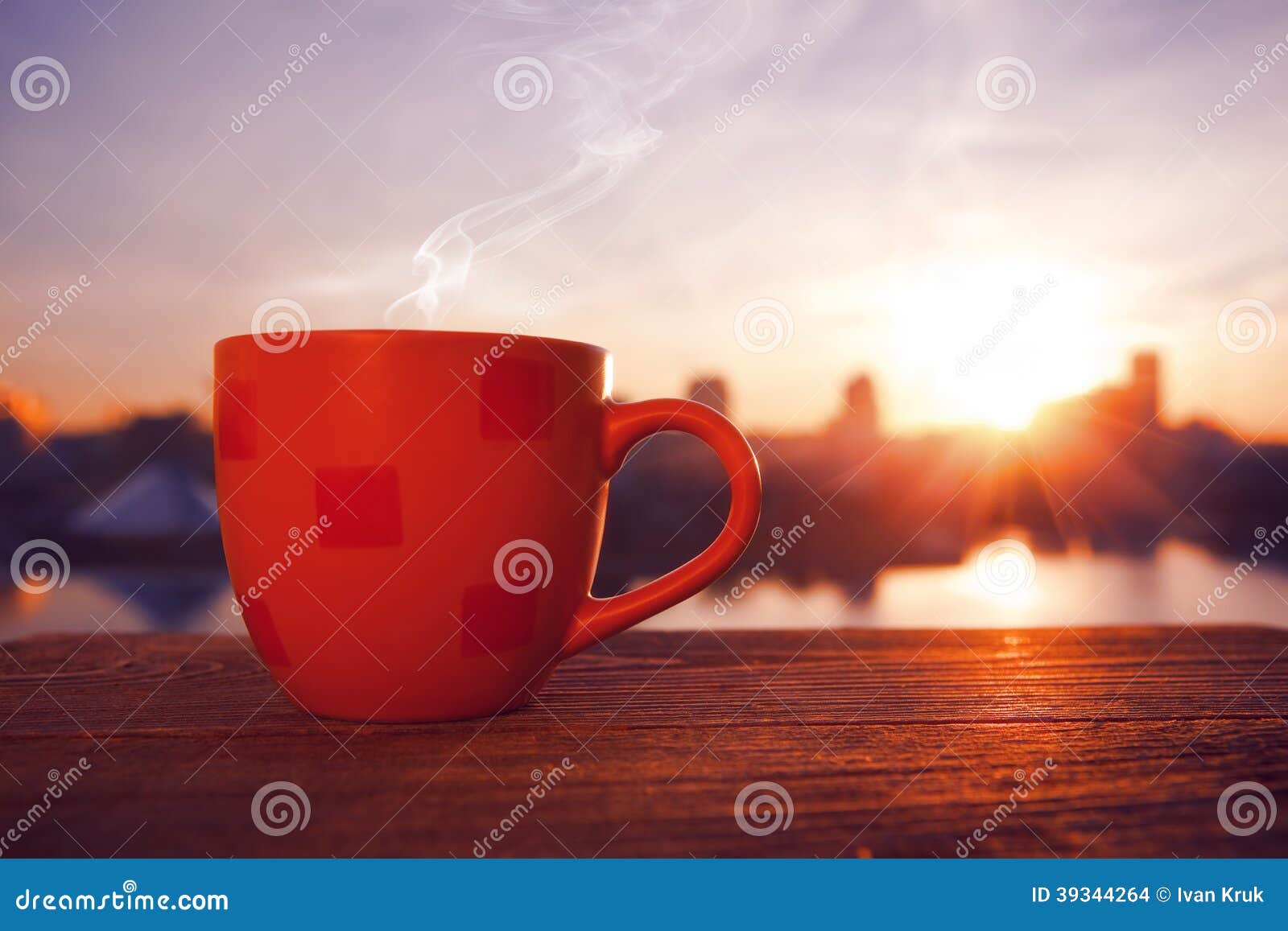Morning Coffee with City View Stock Photo - Image of wooden, cafe: 39344264