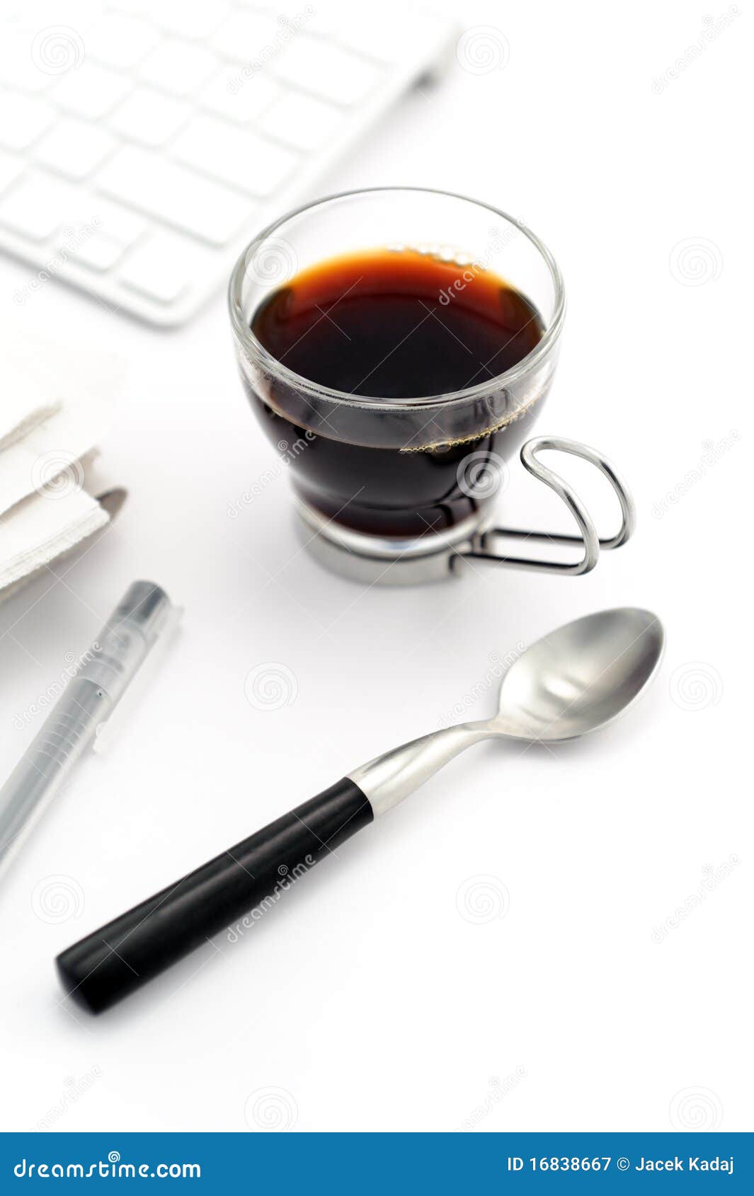 Morning Coffee in Glass Cup Stock Image - Image of newspaper, liquid ...