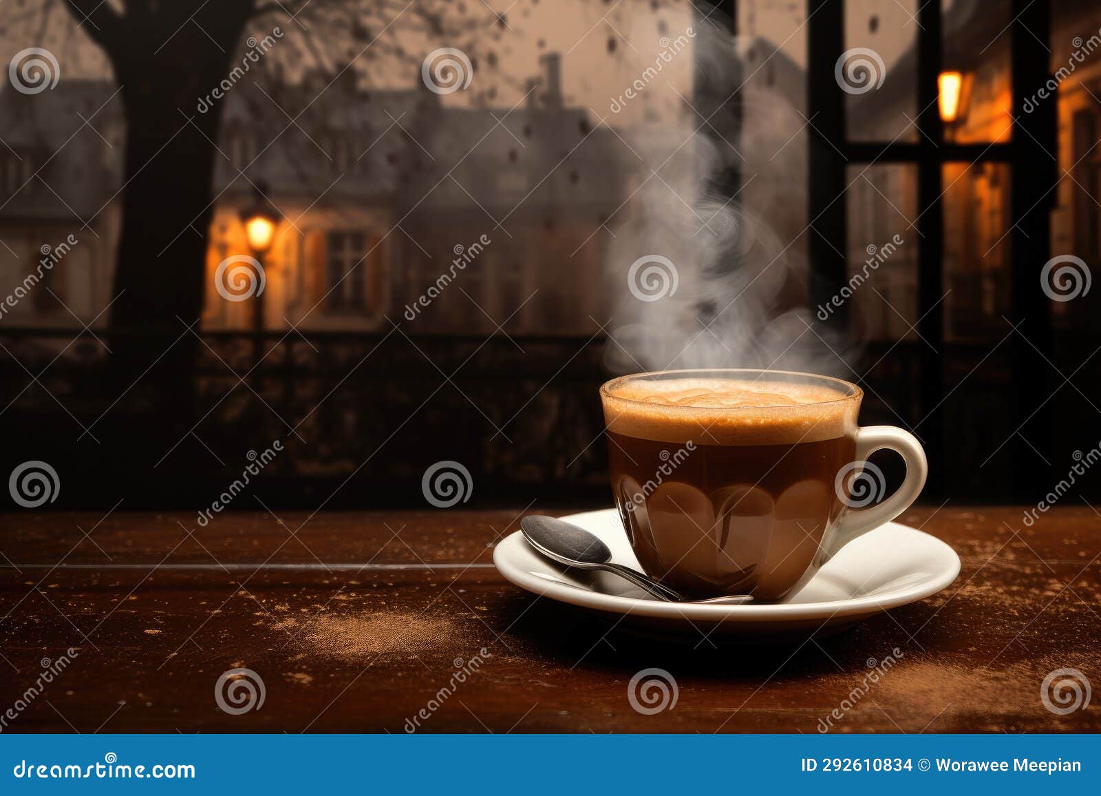 Morning Coffee with Mountain View. Generative AI Stock Photo - Image of ...