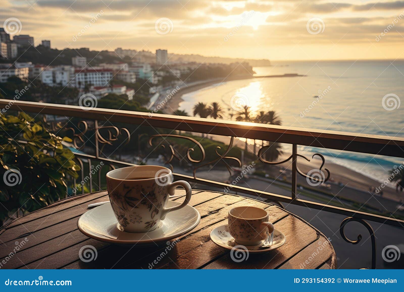 Morning Coffee with Mountain View. Generative AI Stock Photo - Image of ...