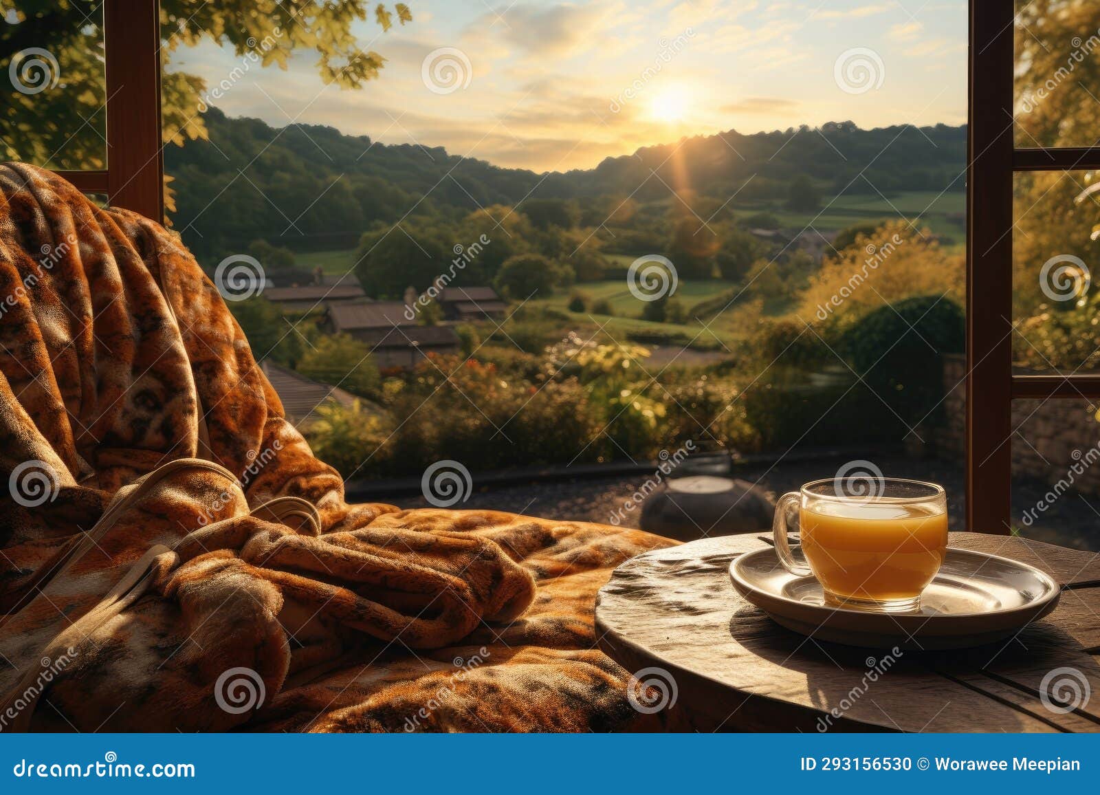 Morning Coffee with Mountain View. Generative AI Stock Photo - Image of ...
