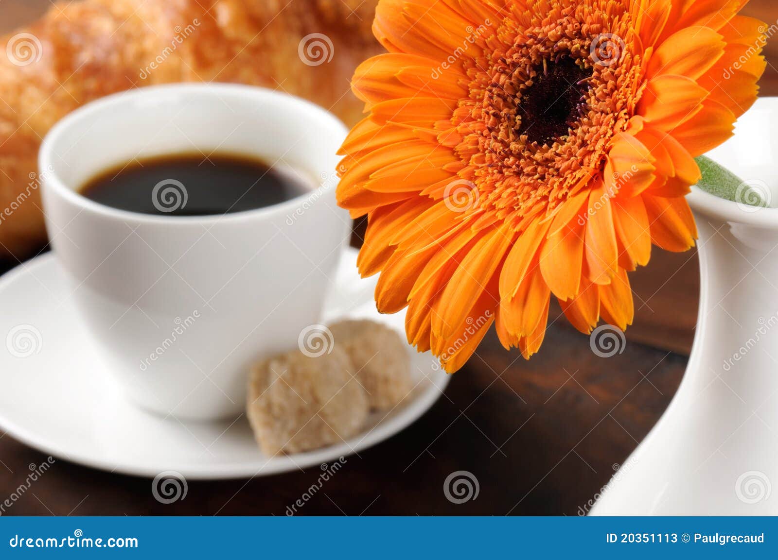 Morning coffee set stock image. Image of breakfast, crescent - 20351113