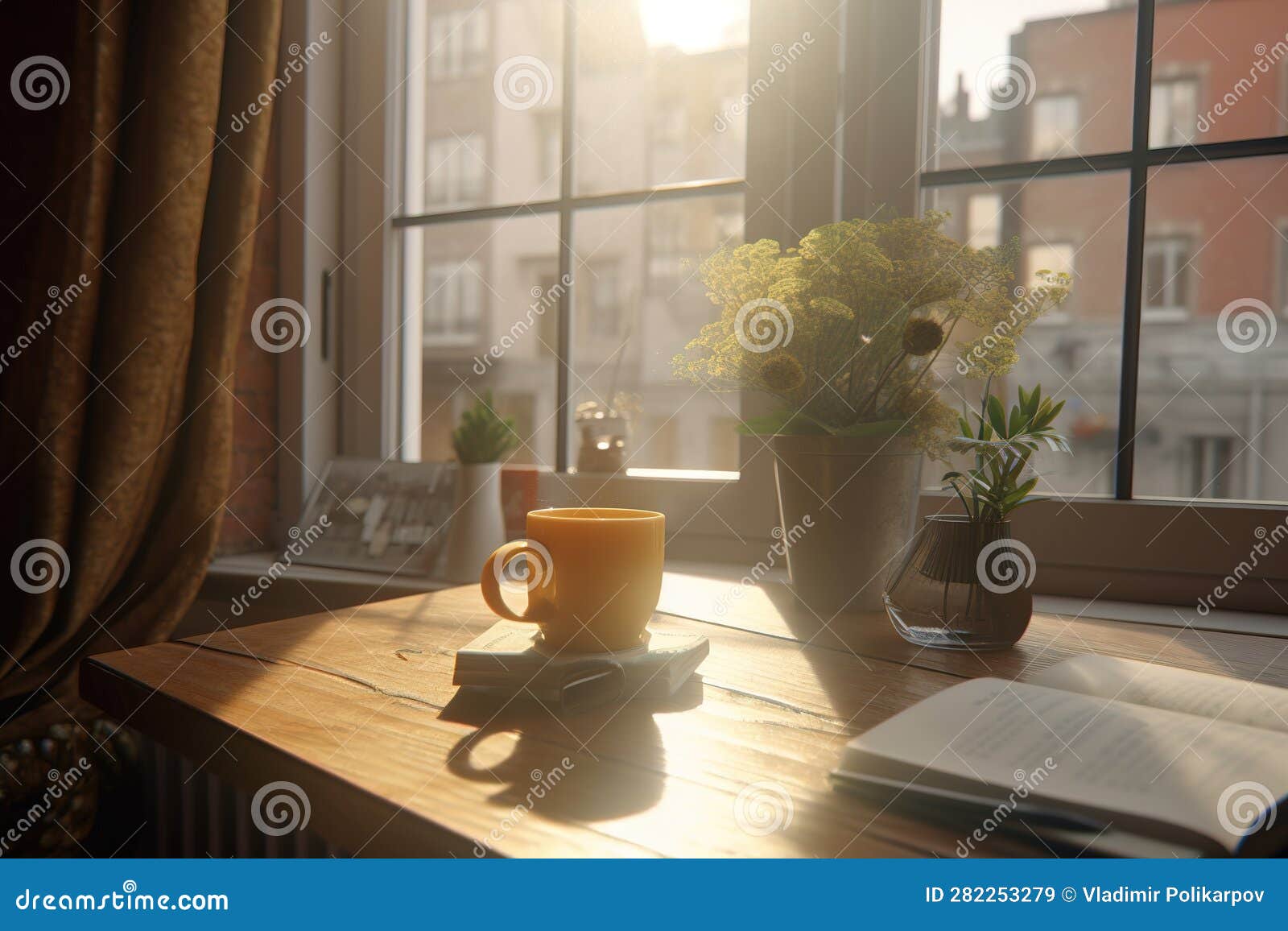 Morning Coffee on the Table in the Morning. Generated by AI Stock ...