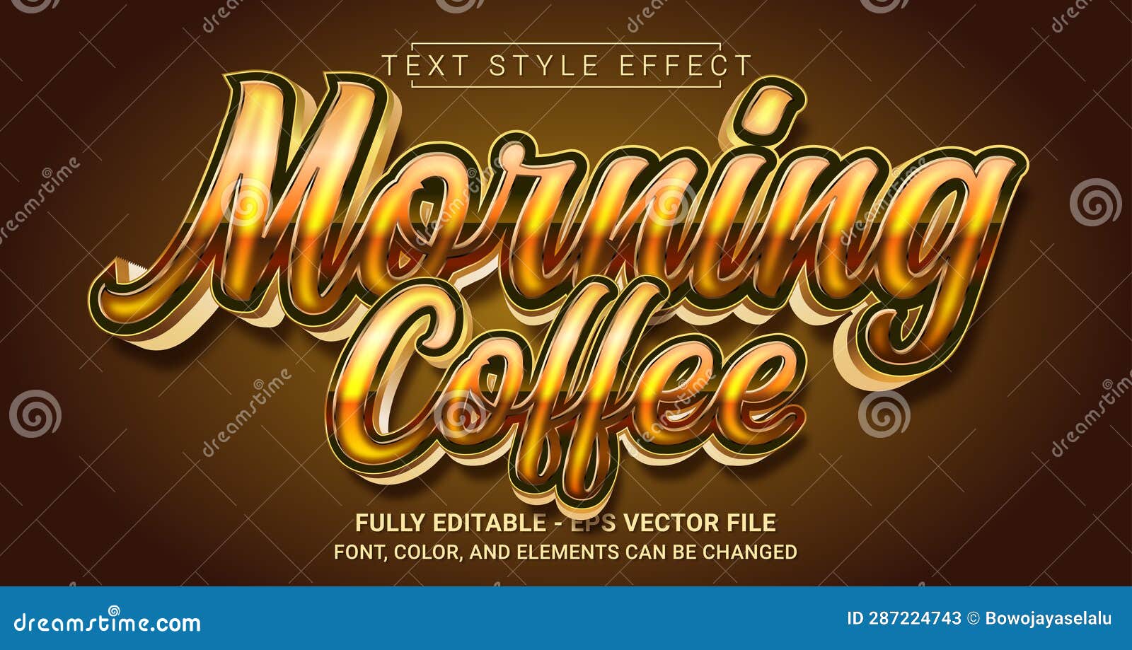 Morning Coffee Text Style Effect. Editable Graphic Text Template Stock ...