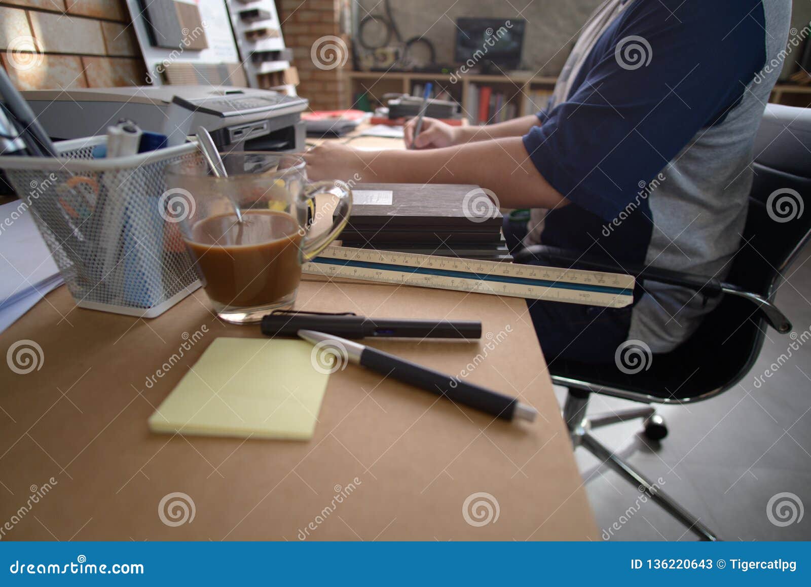 Morning Coffee before Work at the Office Stock Image - Image of ...