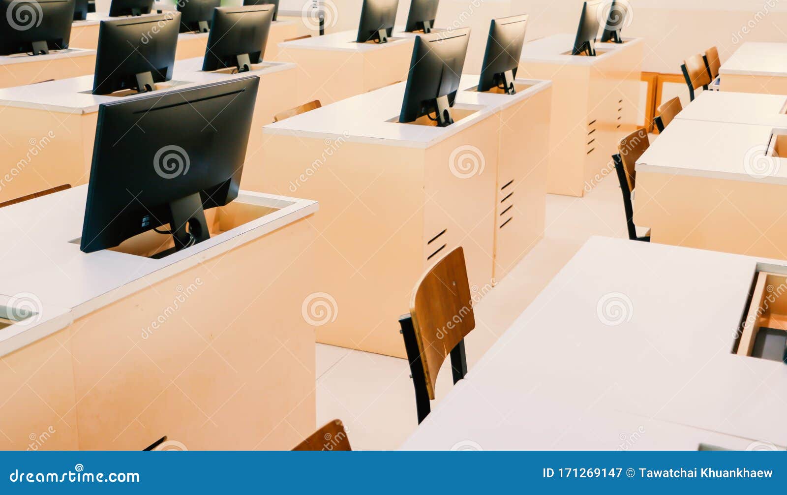 In the Morning, a Computer Classroom without Students Stock Image ...