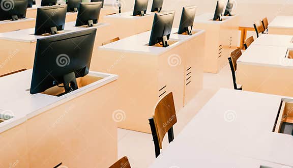 In the Morning, a Computer Classroom without Students Stock Image ...