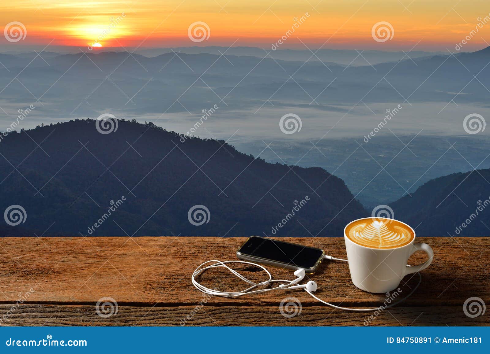 Morning Cup of Coffee Latte at Sunrise Stock Image - Image of drink ...