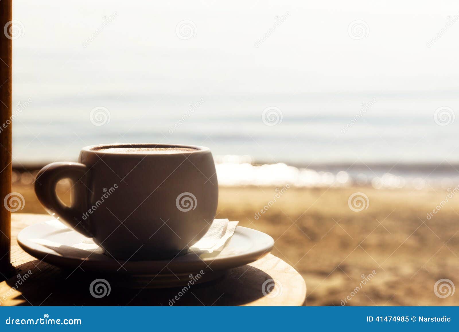 Morning Cup of Coffee, by the Sea Stock Image - Image of beautiful ...