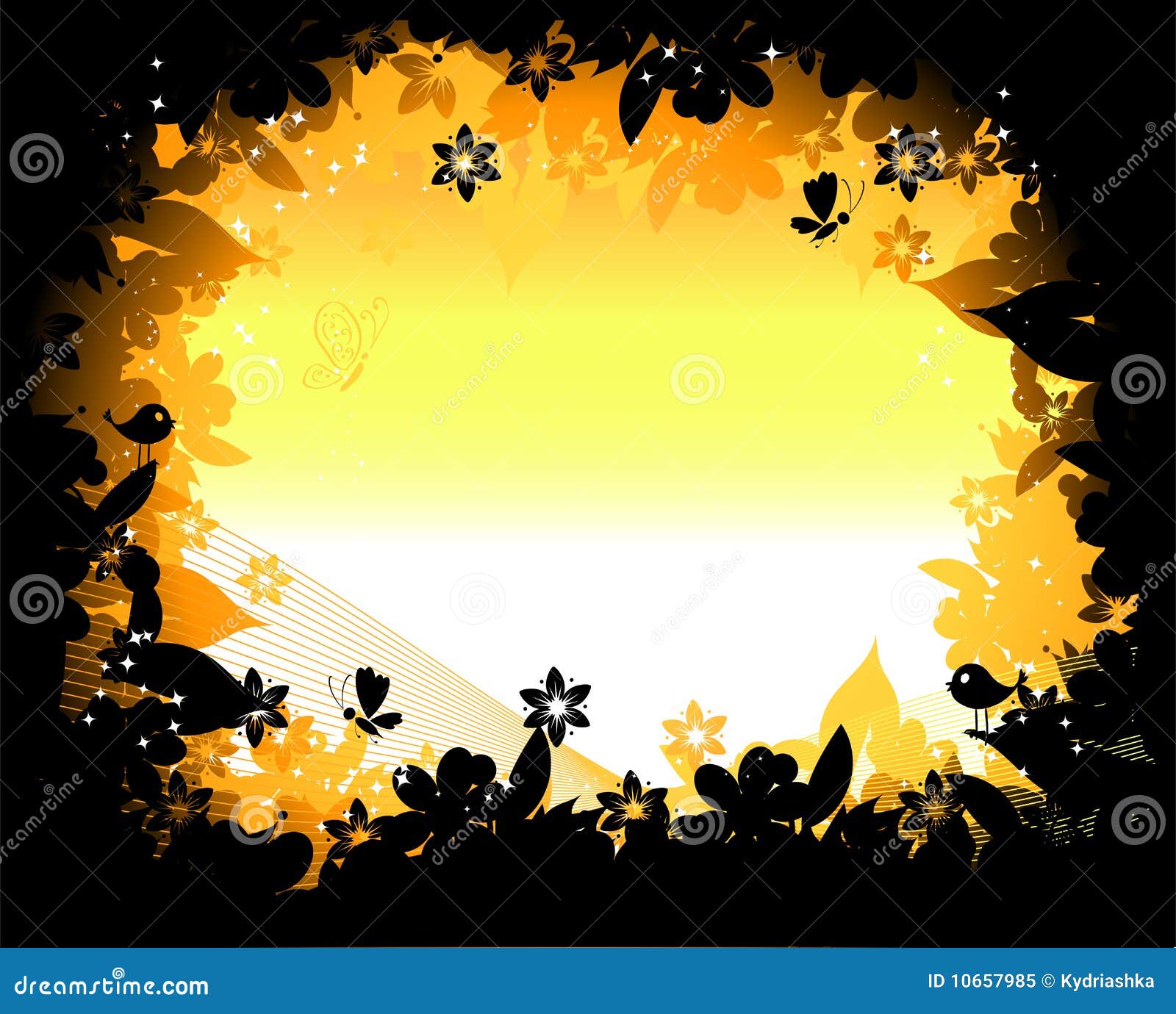Morning Dawn, Nature Frame Silhouette Stock Vector - Illustration of ...