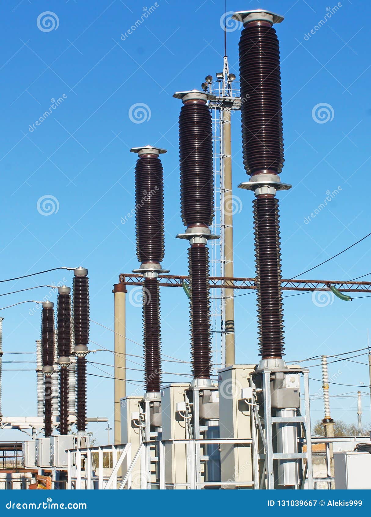 Electrical Substation High-voltage Switch. Stock Image - Image of ...