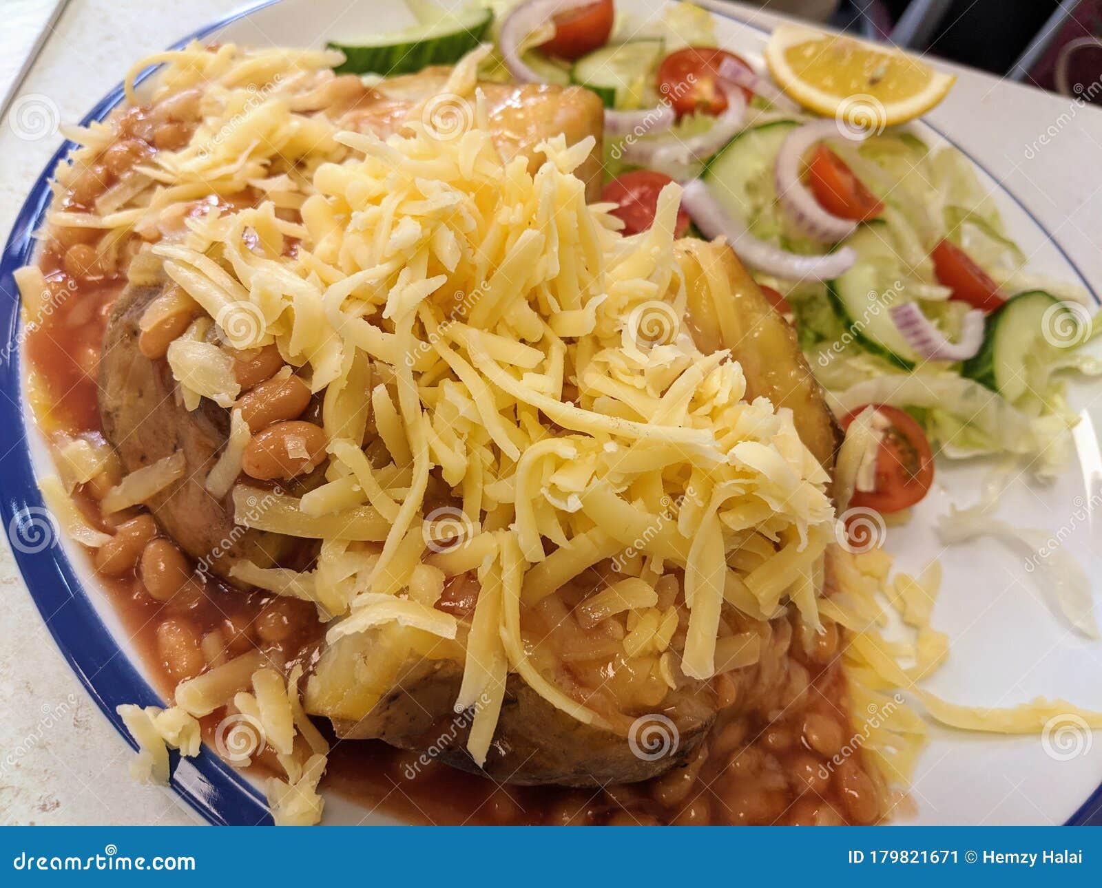 Morning English Breakfast with Jacket Potatoes Stock Image - Image of ...