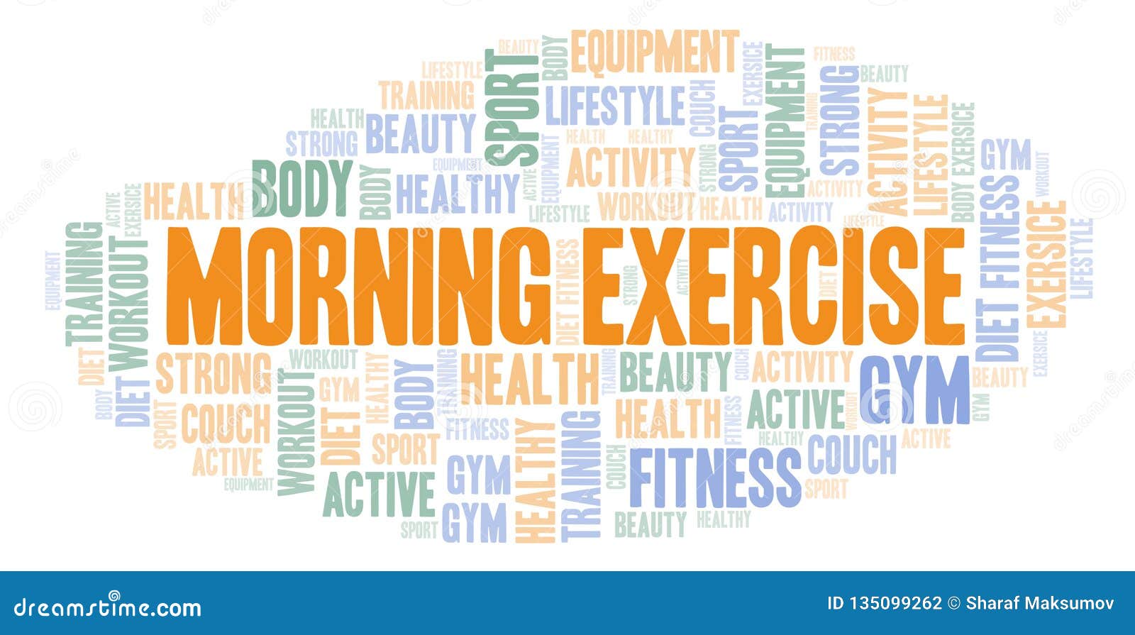 Morning Exercise Word Cloud Stock Illustration - Illustration of ...