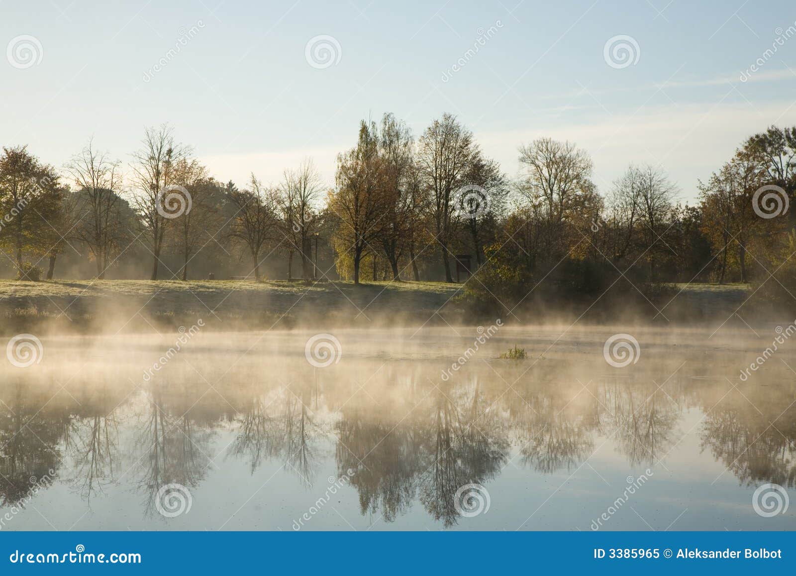 Morning fog over water stock image. Image of autumnal - 3385965