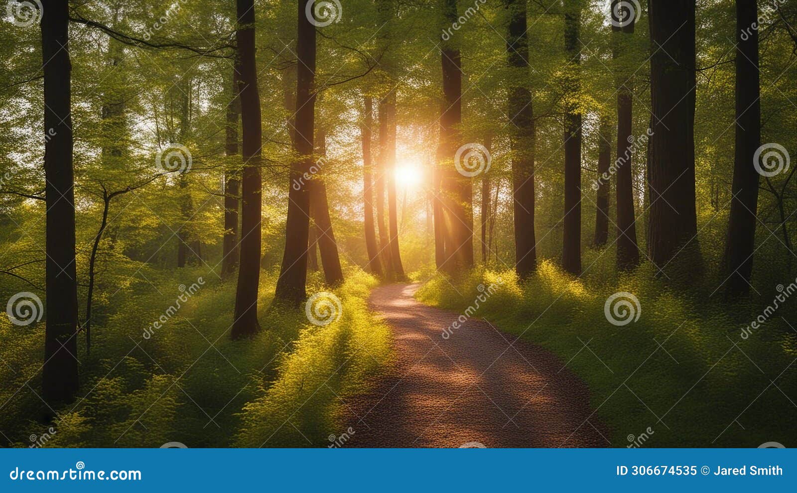 Morning in the Forest a Path through the Woods with the Sun Shining ...