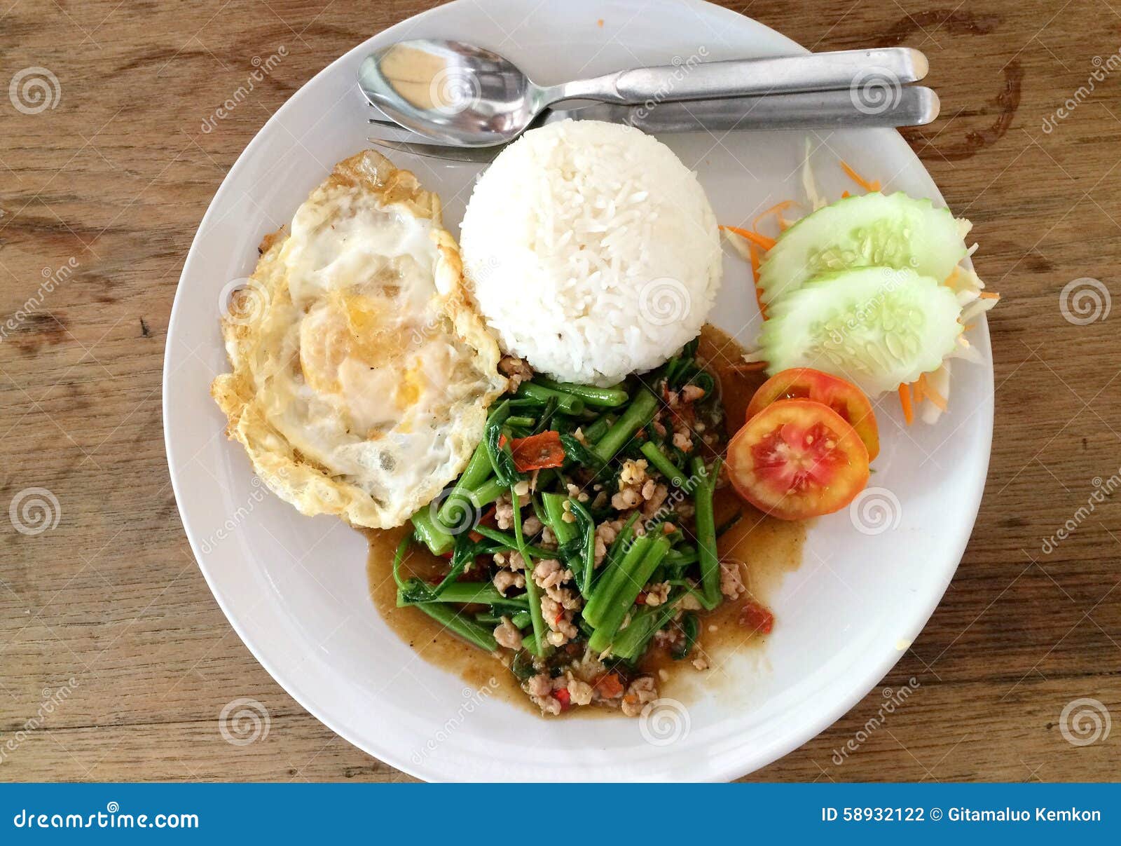 Morning Glory Pork Chop Rice Stock Photo - Image of glory, rice: 58932122