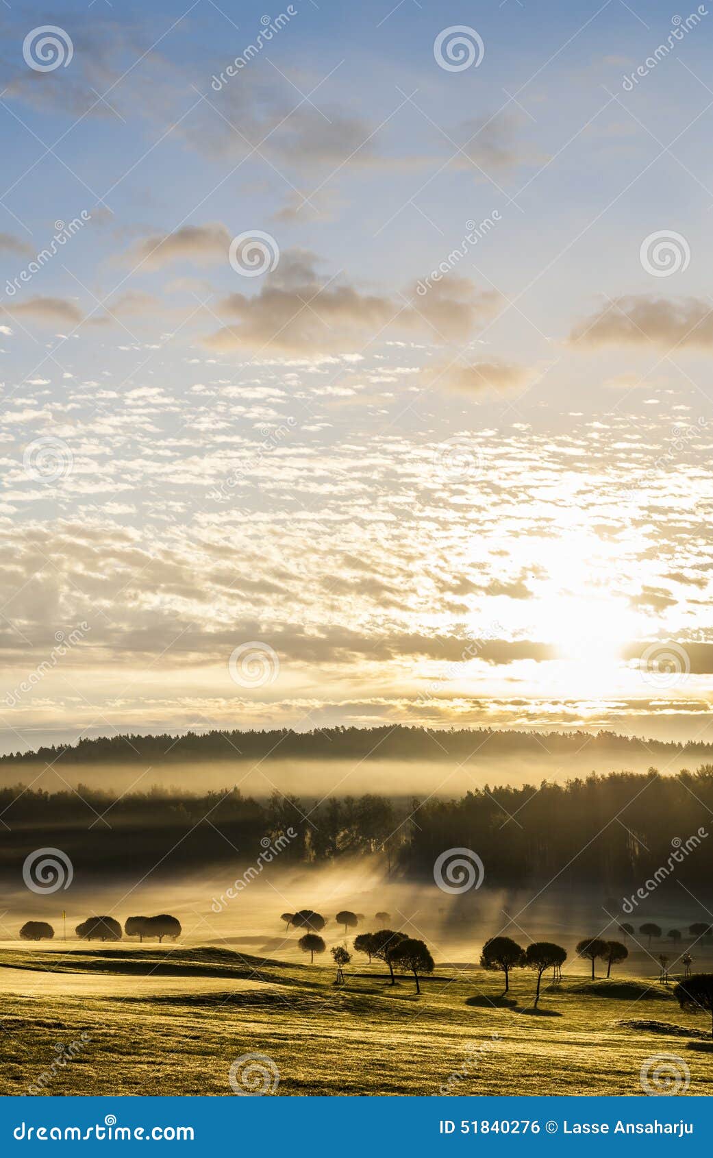 Morning in Golf Course stock photo. Image of background - 51840276