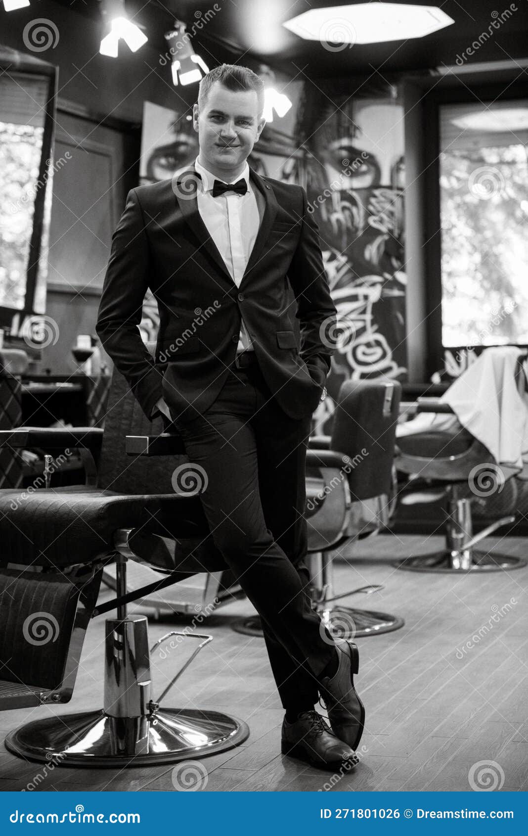 Groom in the barber shop stock photo. Image of barbershop - 271801026