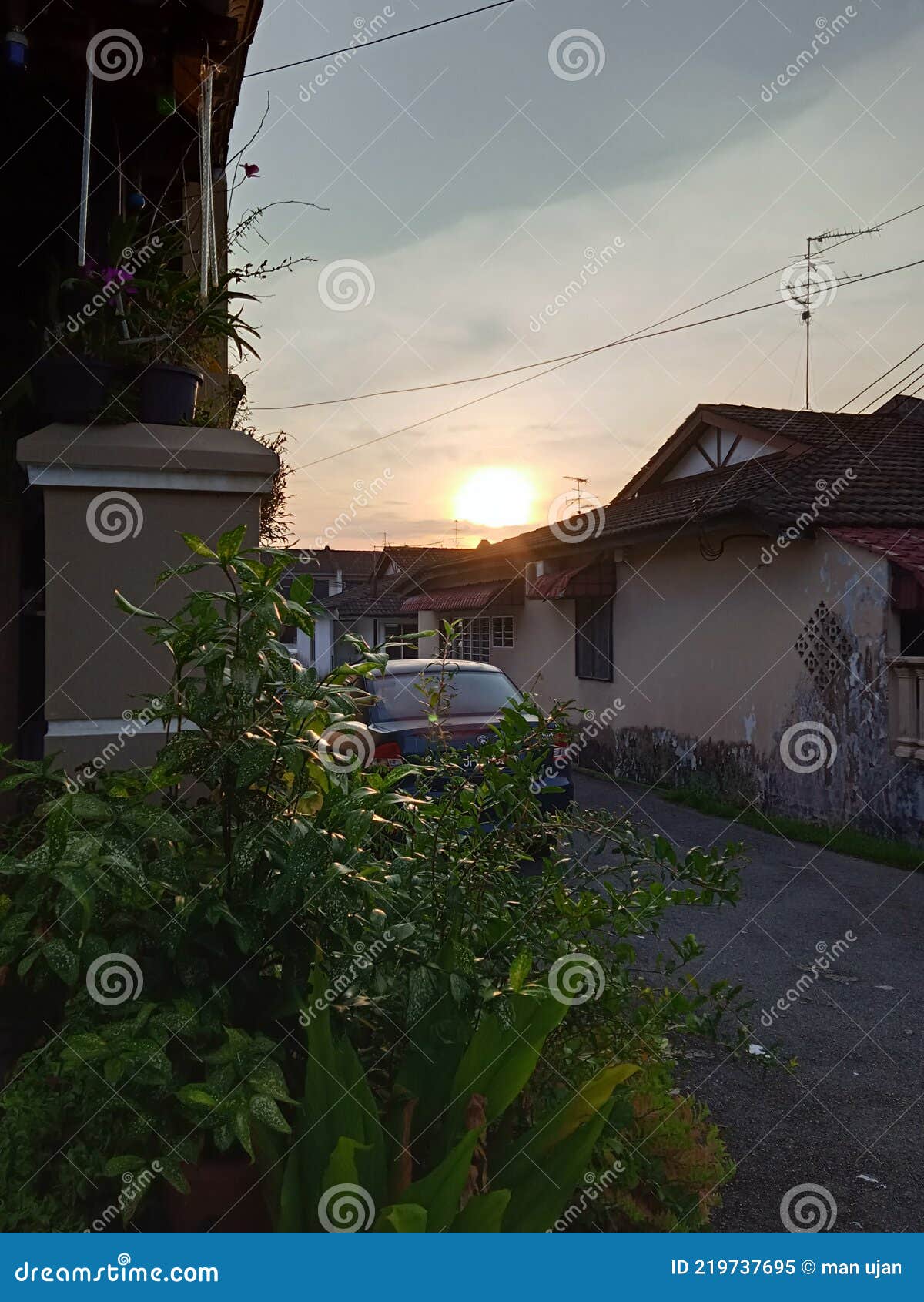 In the morning the house stock image. Image of house - 219737695