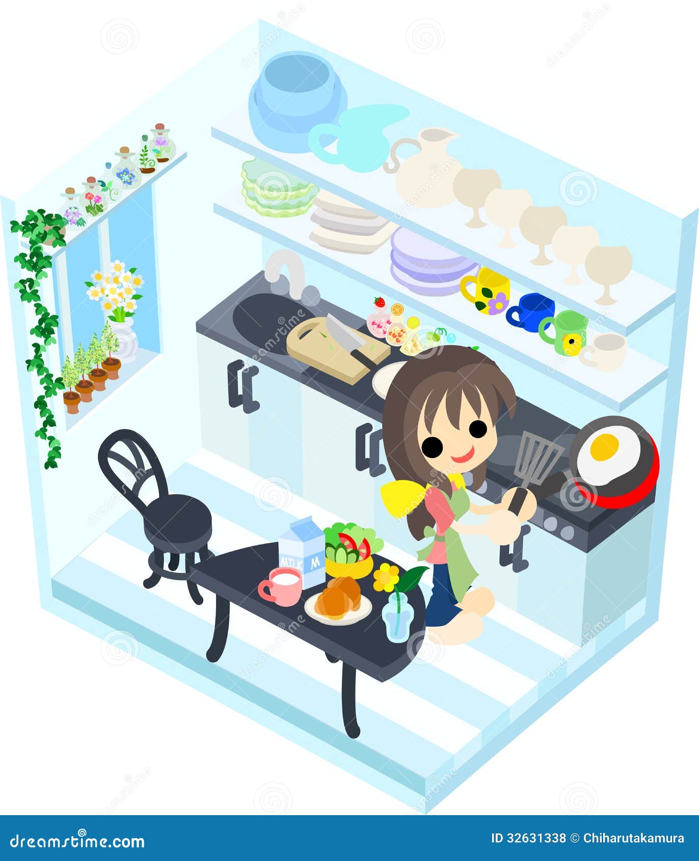 Morning Kitchen stock vector. Illustration of painting - 32631338