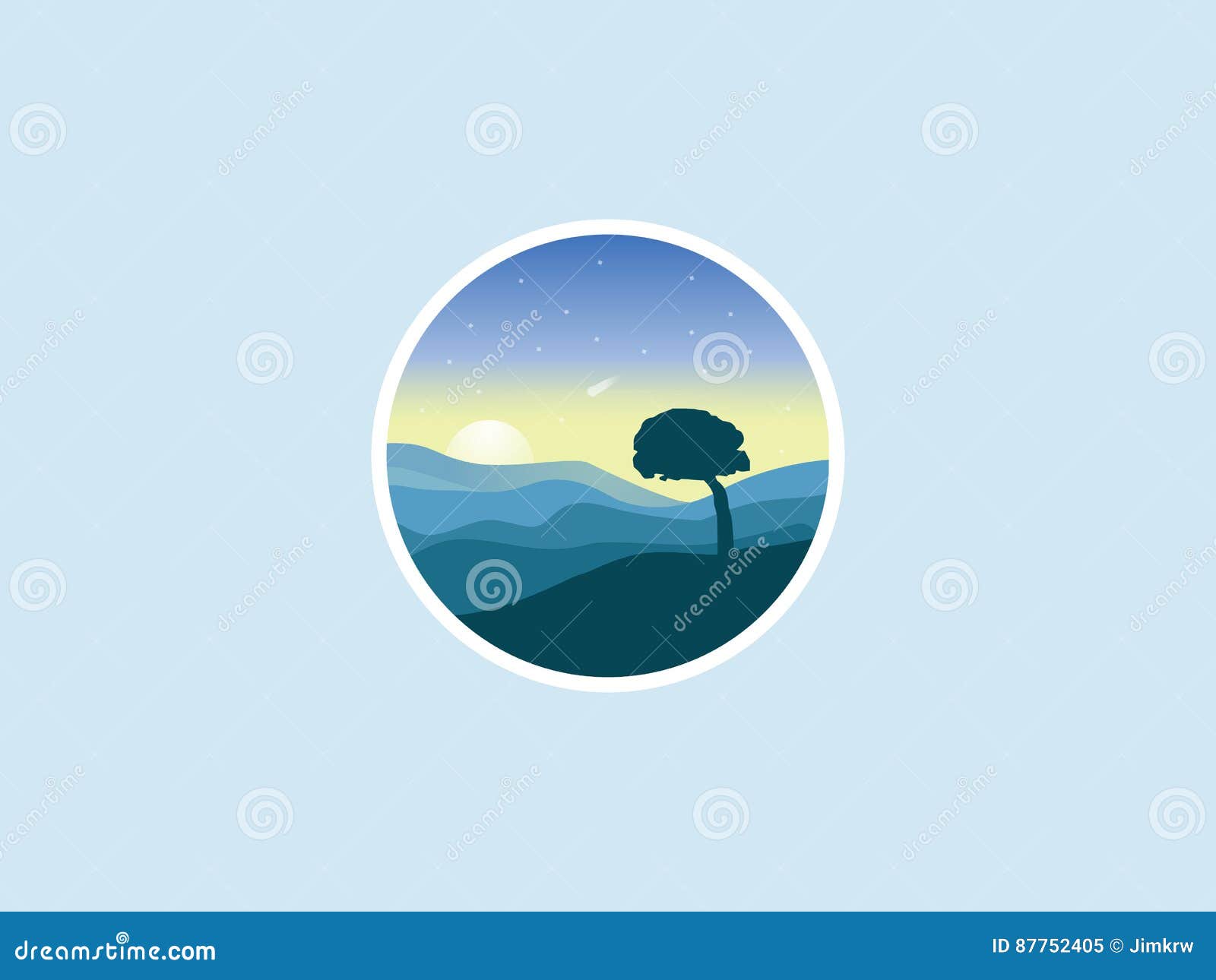 Morning Landscape Circle Icon. Vector in Flat Design. Stock ...