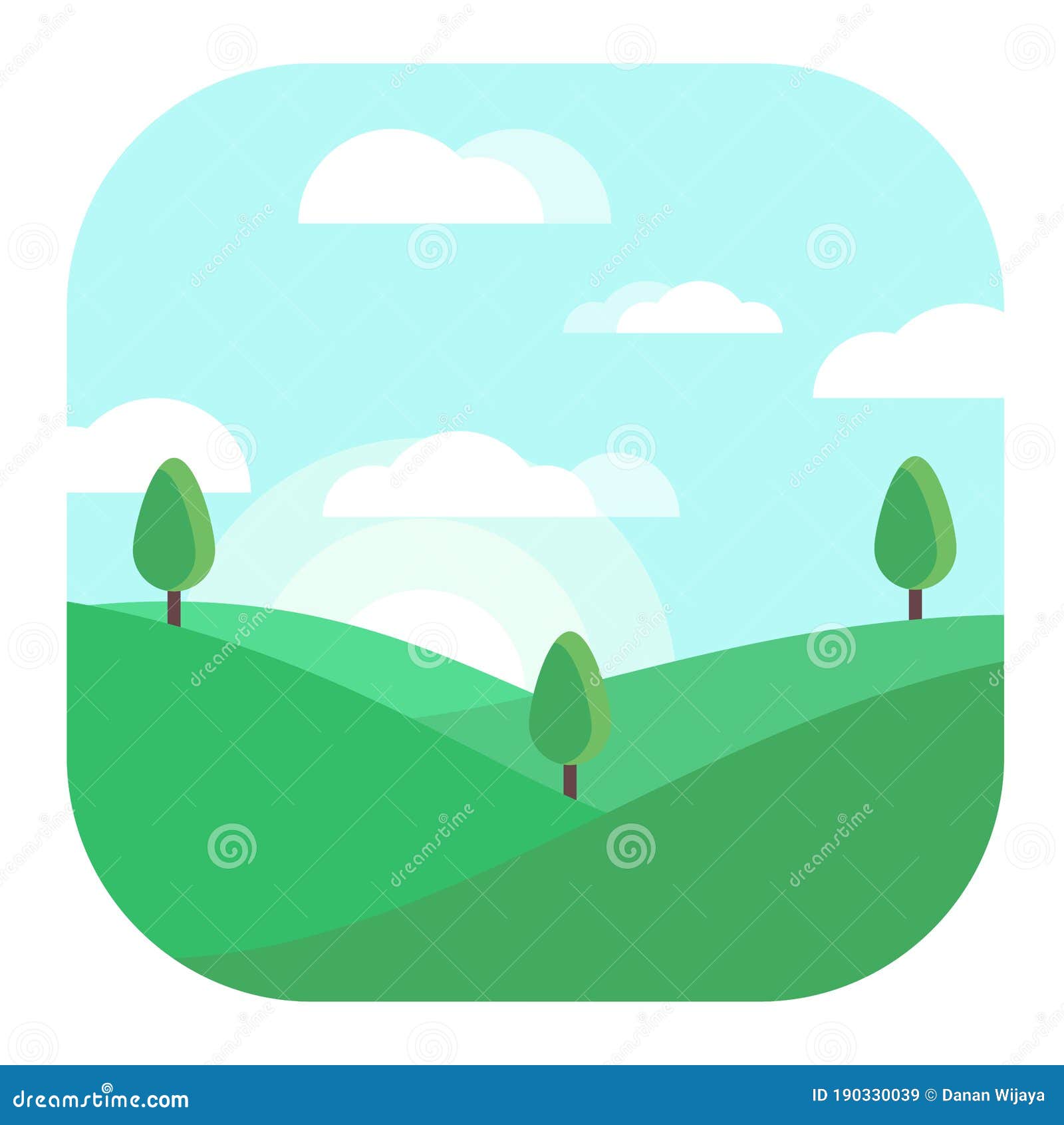 Morning Landscape Modern Conceptual Design Illustration Vector Stock ...